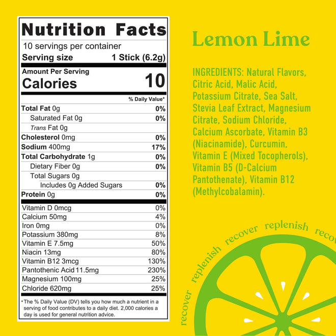 Pirq Hydration Electrolyte + Curcumin Drink Mix, Lemon Lime