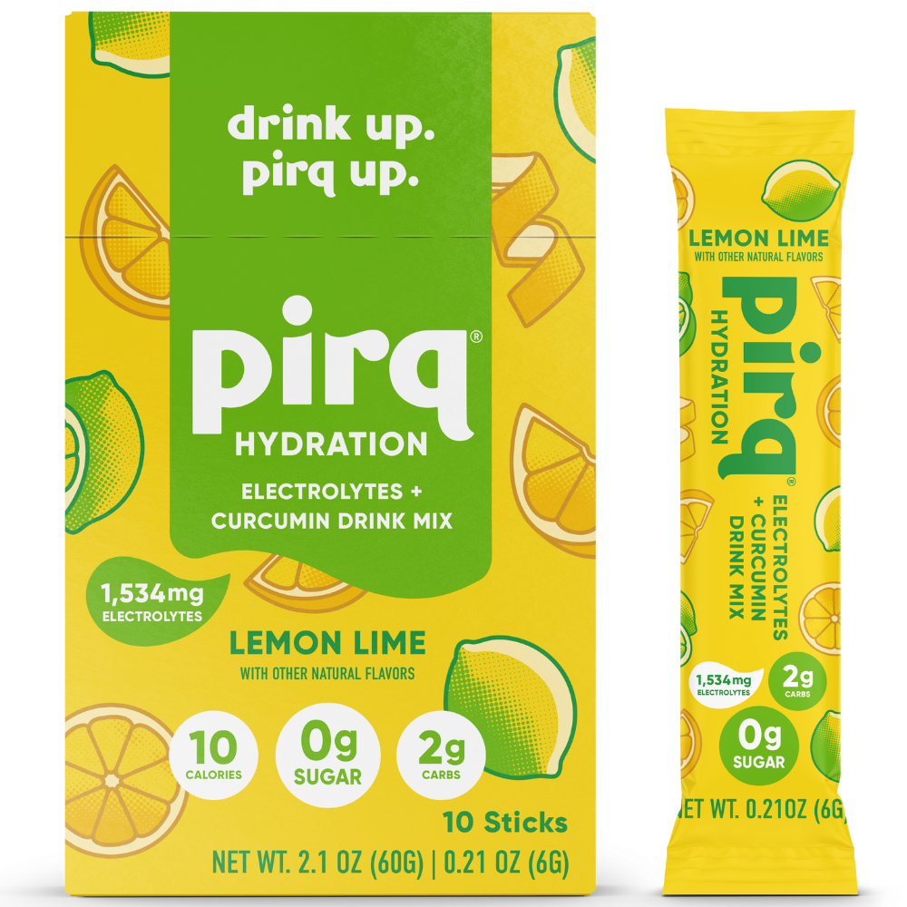 Pirq Hydration Electrolyte + Curcumin Drink Mix, Lemon Lime